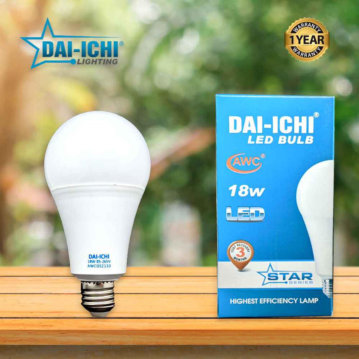 18W DAIICHI LED BULB STAR SERIES WHITE B22 PIN | Daraz.pk