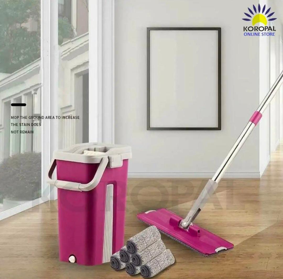 New Mega 2 in 1 Scratch Anet Square Mop with Bucket and 2 Mop Pads Self ...