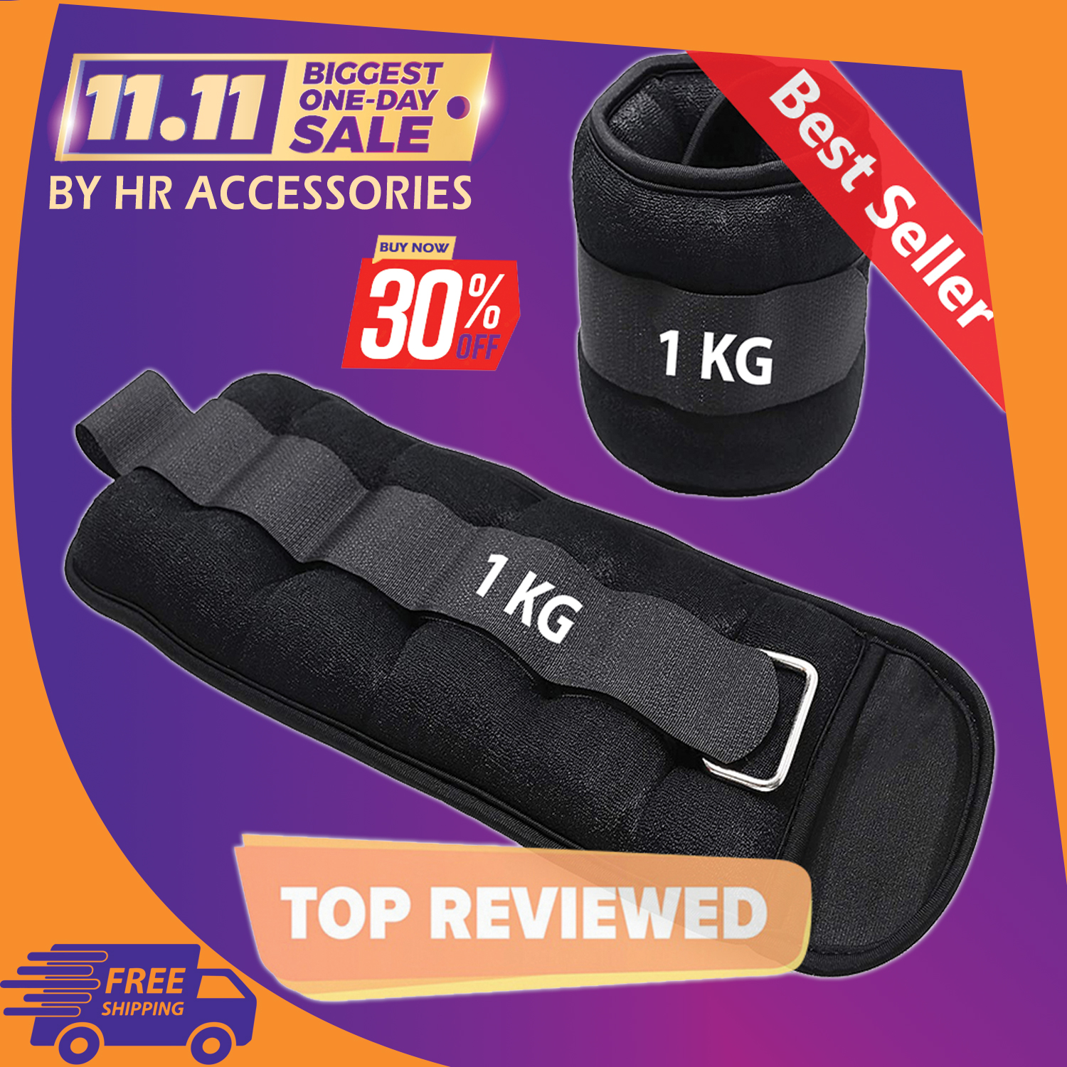 ANKLE WEIGHTS 1 KG x 1 KG = 2 KG, Pair Weight Bearing Ankle wrist Strap Leg Strength Resistance ...