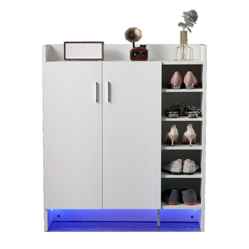 NEW High Gloss 2 Doors Large Shoe Storage Cabinet Footwear Stand Rack ...