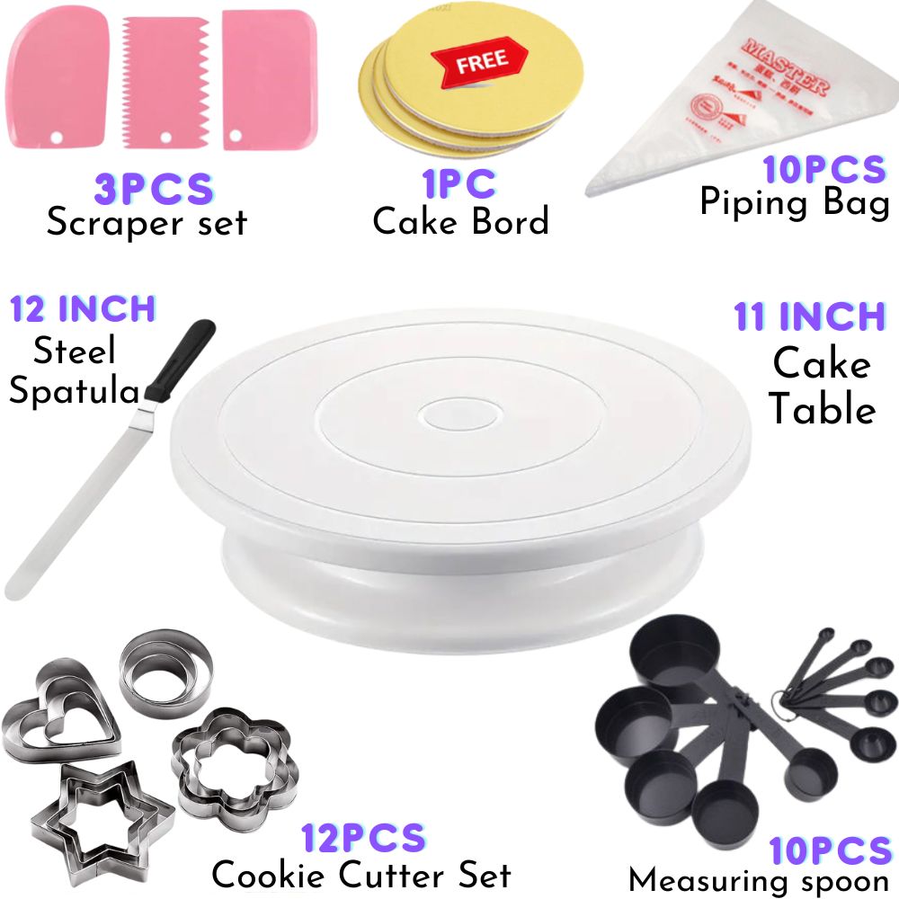 High quality Rotating 11 inch Cake Turntable, 3Pcs Cake Creem icing ...