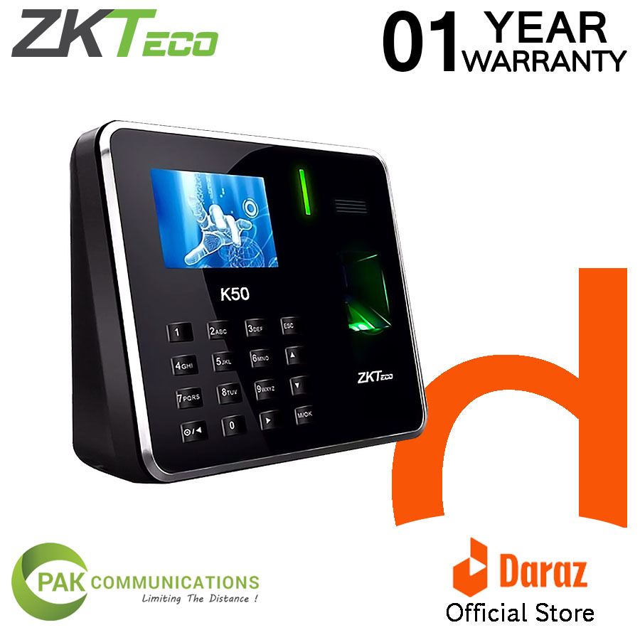 ZKTeco K50 Biometric Time Attendance Machine, Thumb Impression Device with Battery Backup | Daraz.pk