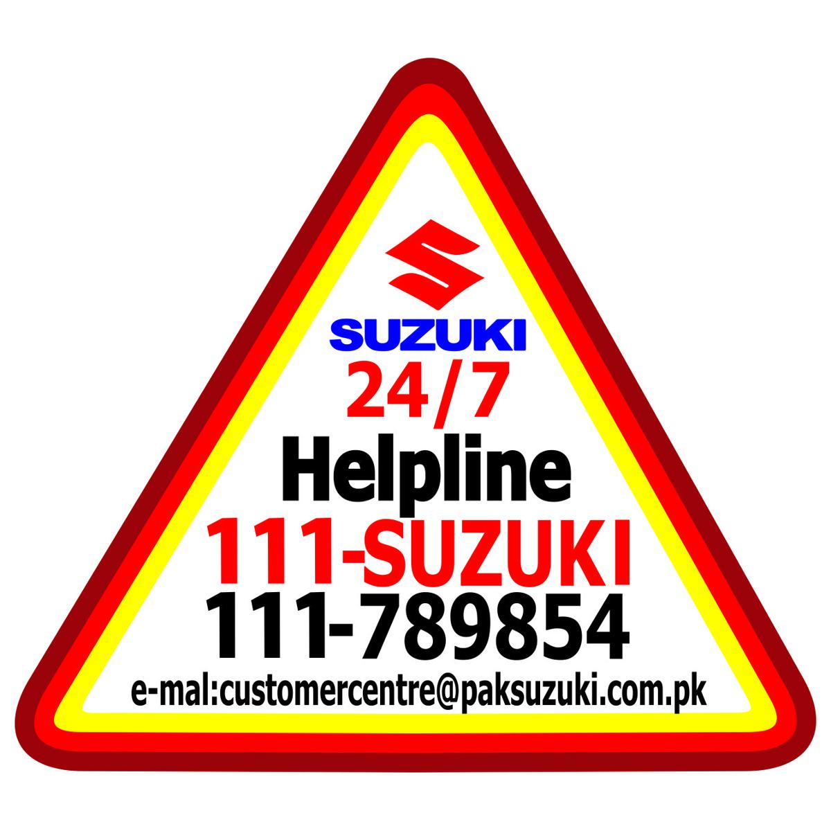 SUZUKI HELPLINE STICKERS FOR ALL SUZUKI MODELS BACK SCREEN INSIDE ...