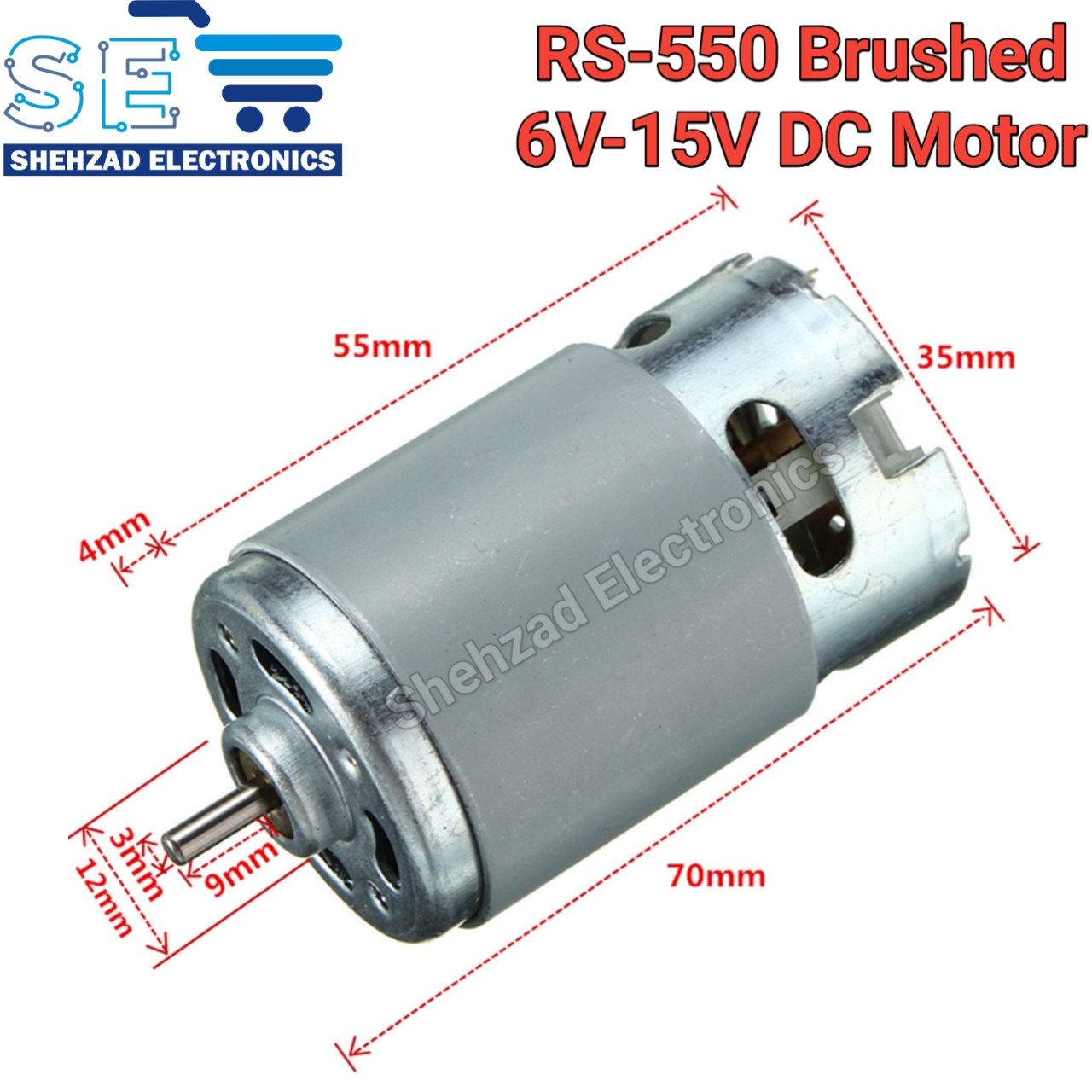 6V-15V RS-550 DC Motor High Torque Electric Brushed Motor | Daraz.pk