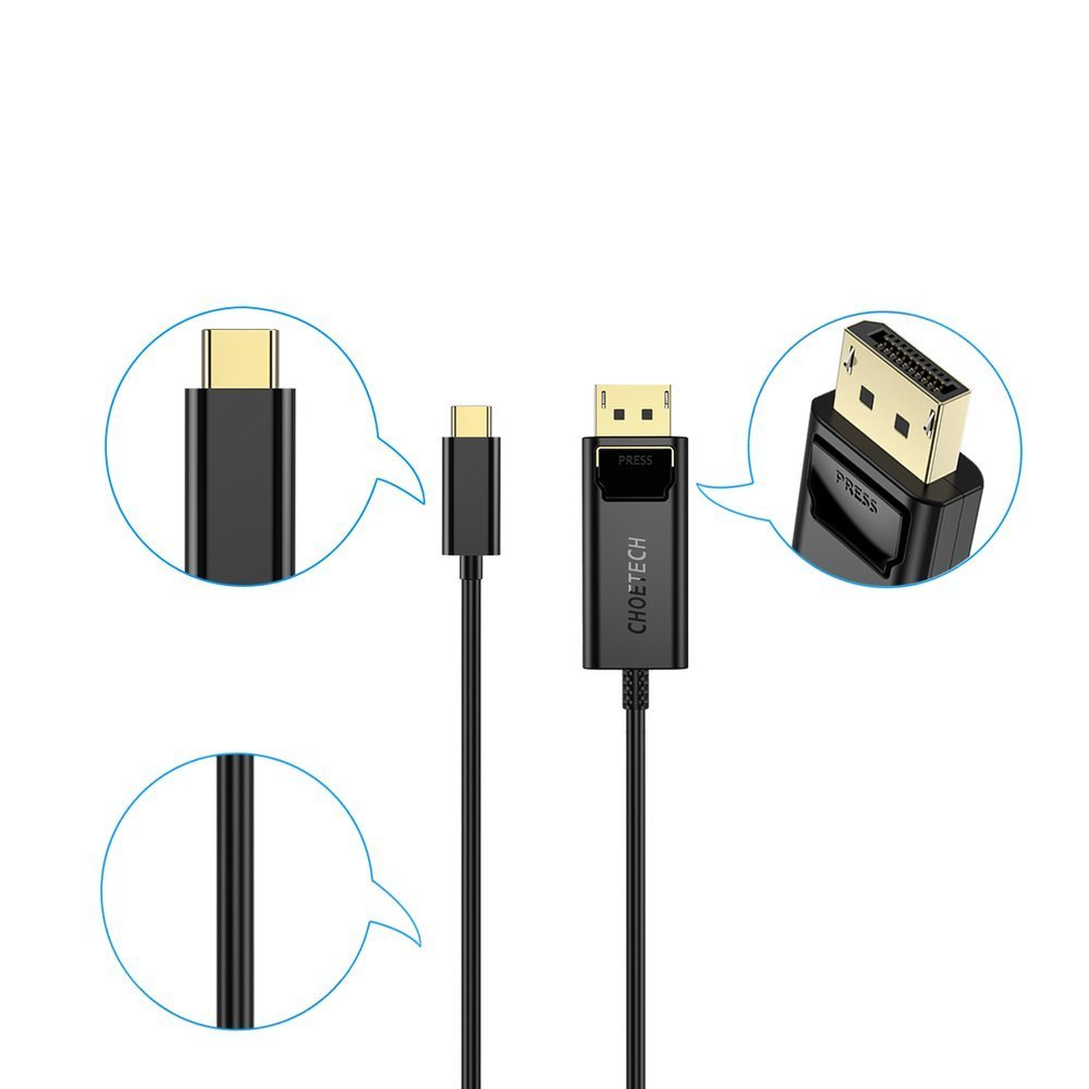 Choetech unidirectional USB Type C monitor video cable - Display Port ...