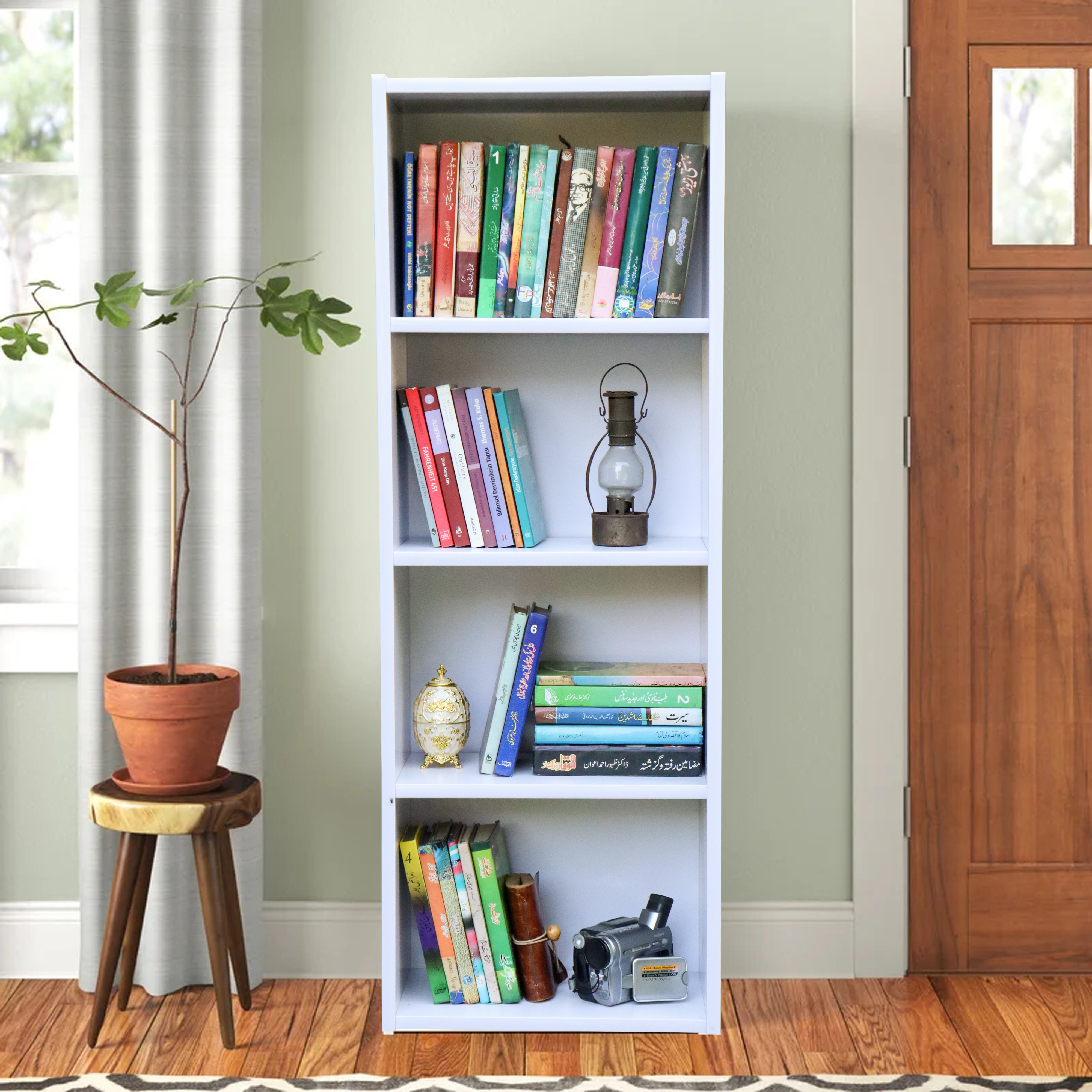 4 Tier book shelf, book rack, multipurpose wooden bookshelf with and ...