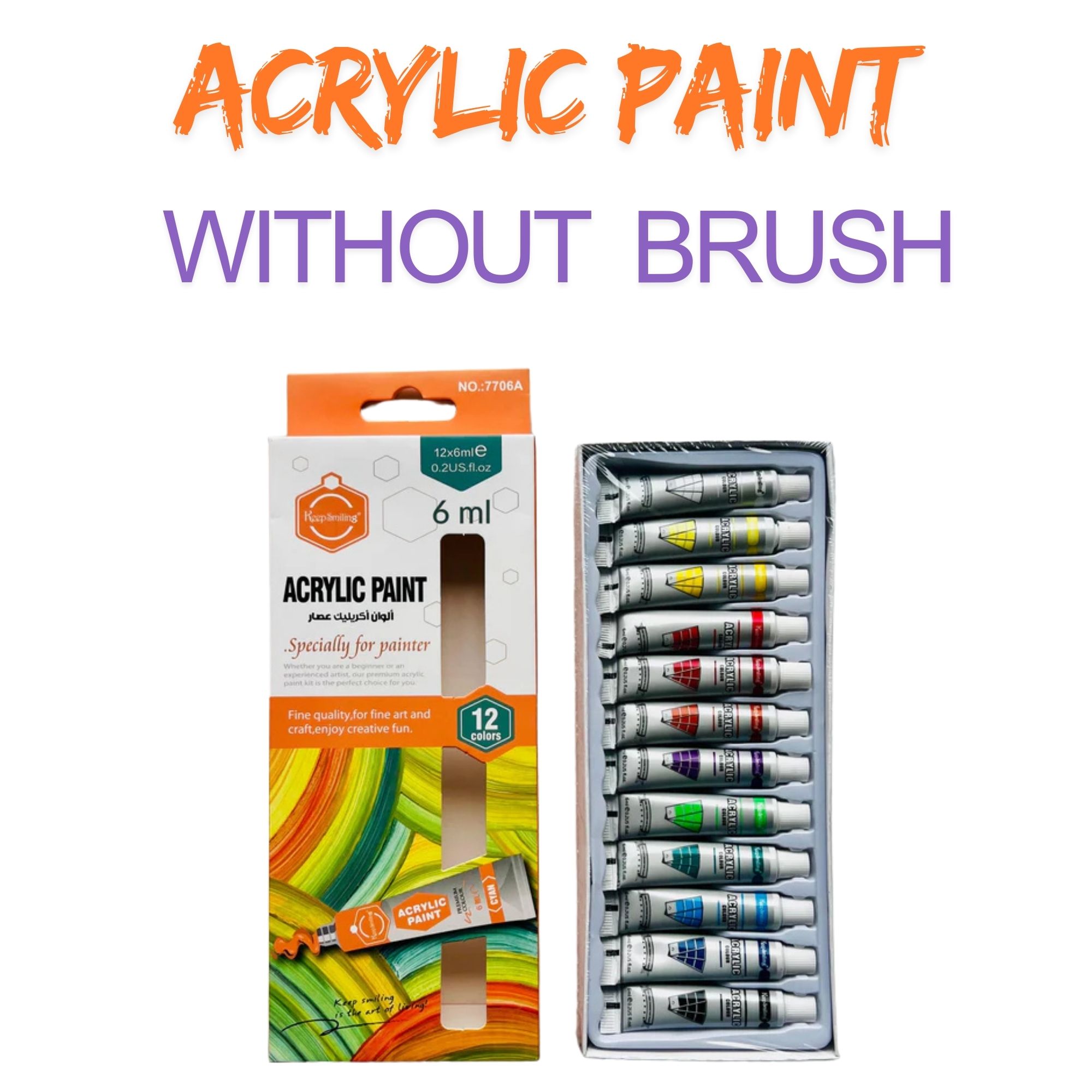 Acrylic Paint Color 12 Pcs + Brush Set High Quality For Professional ...