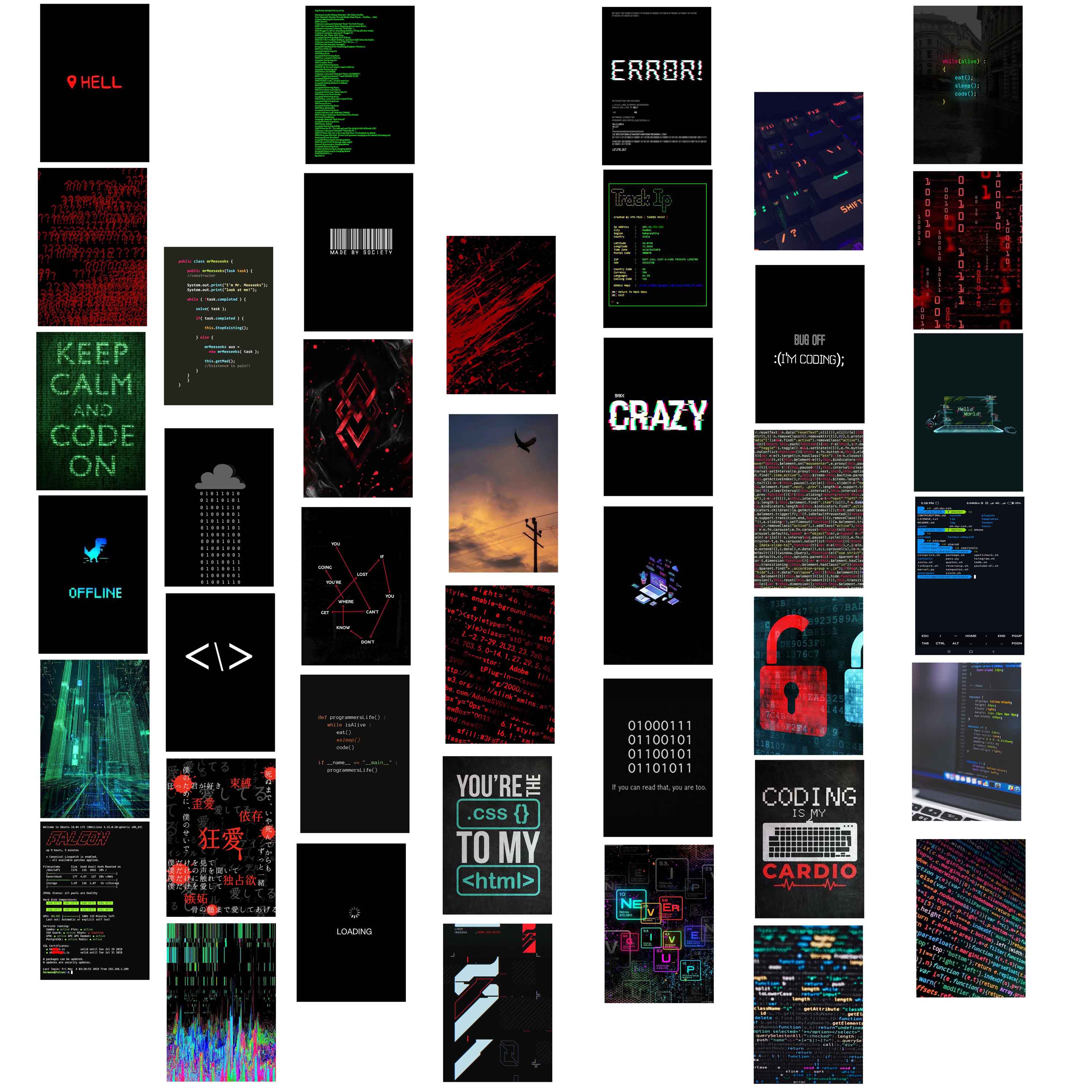 Codding Stickers Aesthetic Wall Collage Kit | Daraz.pk