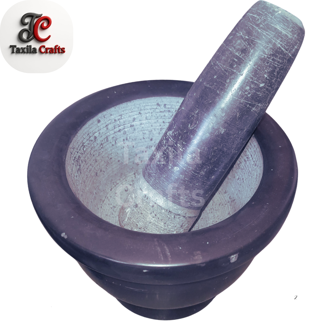 Taxila Crafts Medium Black Stone Imam Dasta | Mortar & Pestle | Kundi ...