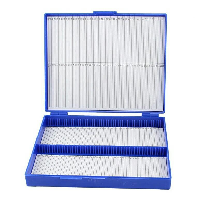 Royal Blue Plastic Rectangle Hold 100 Microslide Slide Microscope Box ...