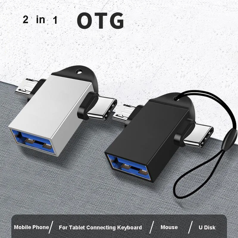 OTG Adapter USB Type C Micro USB 2 in 1 Android Mobile Phone Convertor ...