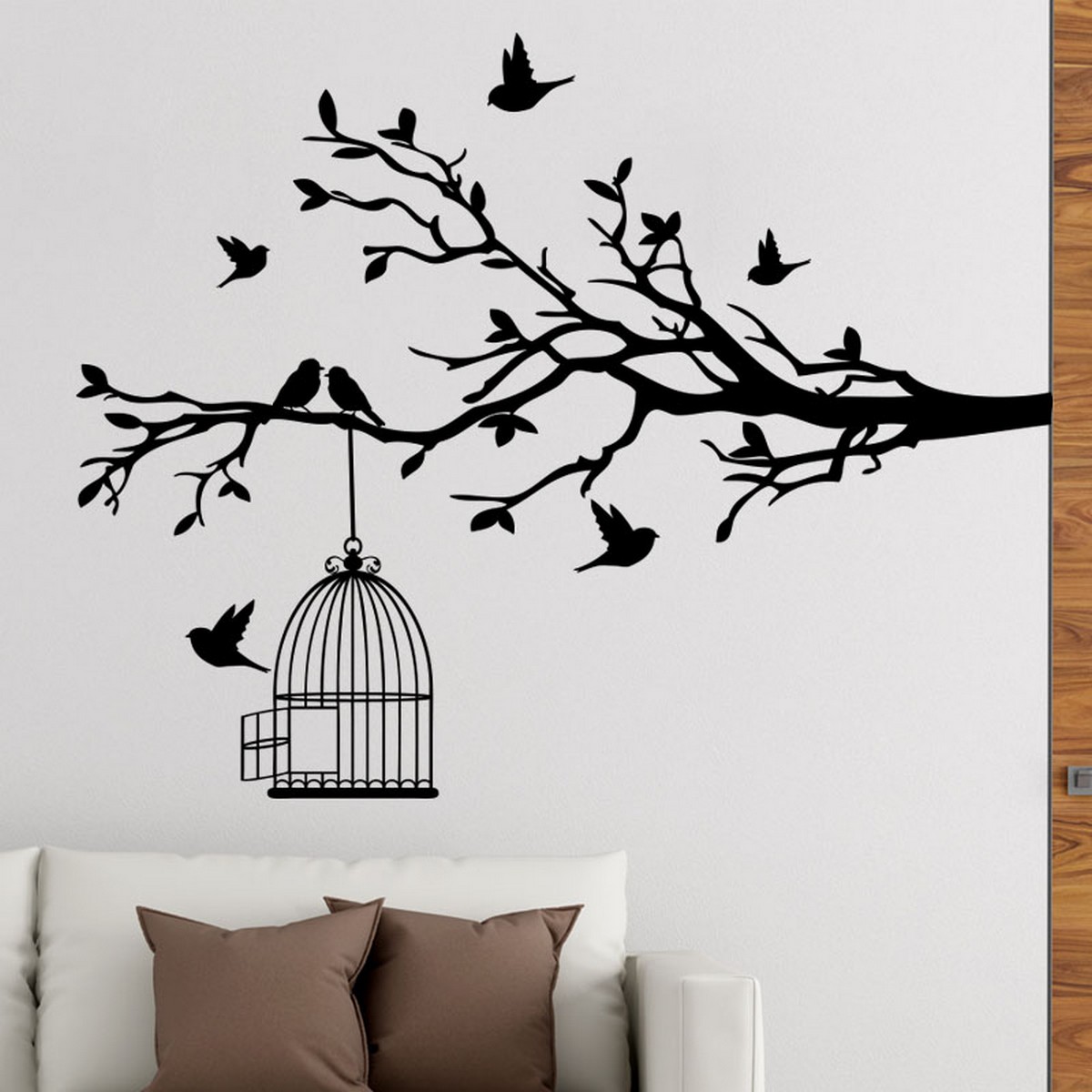 Birds on Branch escape from their cage Wall Sticker | Daraz.pk