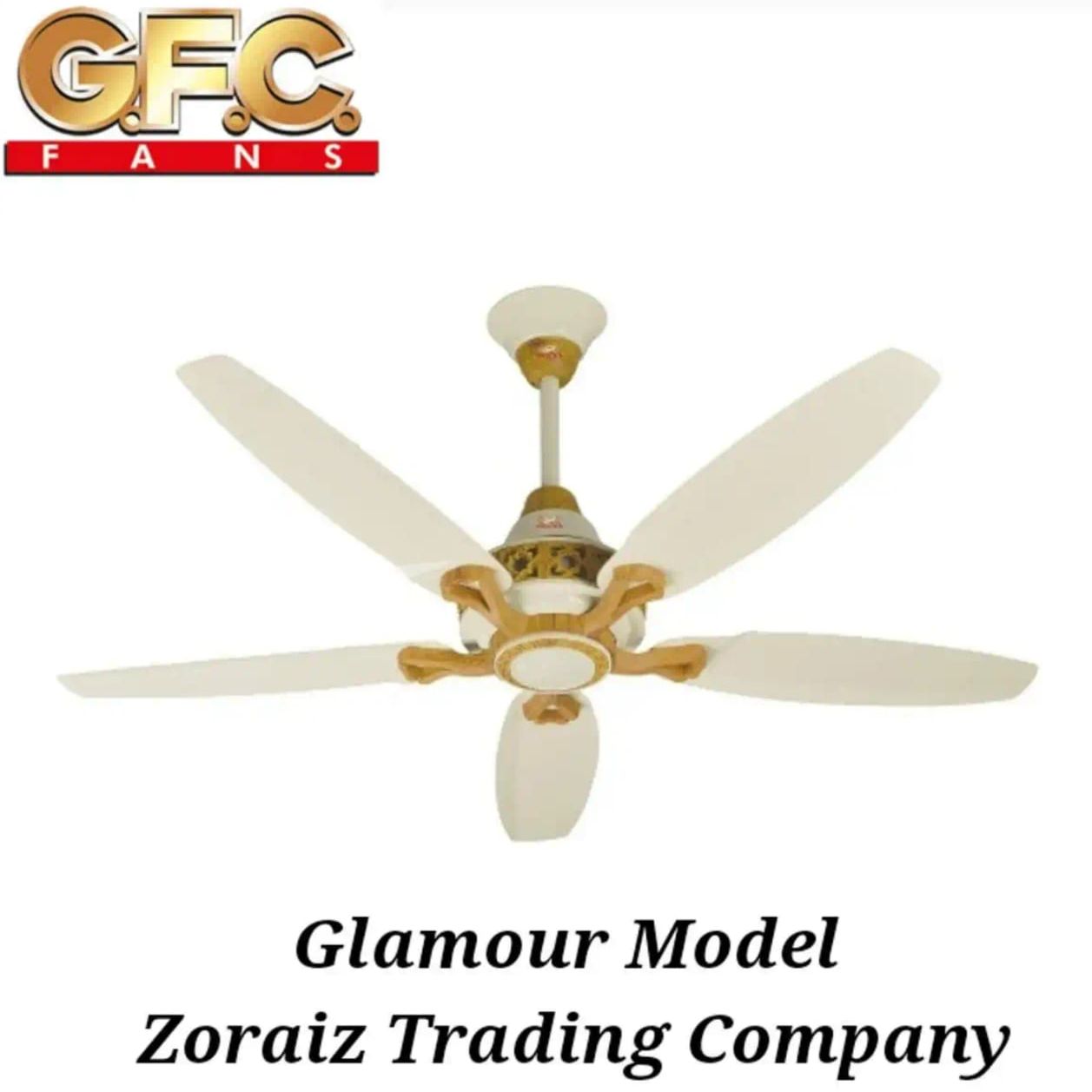 GFC Fan Ceiling 56" Glamour Model 5 Blades Offwhite Light Wood Color pure Copper Wire | Daraz.pk