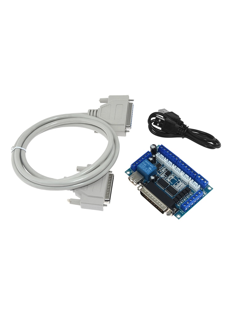 5 Axis CNC Breakout Motherboard with USB Cable for Stepper Motor Driver MACH3 Parallel Port ...