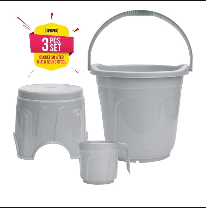 Bath Set Plastic 3 pcs - Bath Set For Daily Use - Best Washroom Set For ...