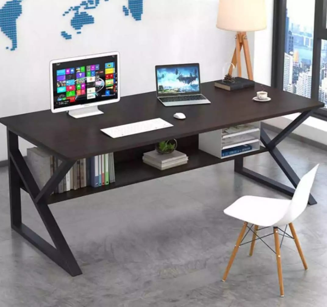 PAKWOOD K-Shape Home Office Wood Table (4' L X 2.5' H X 2' W ft ...