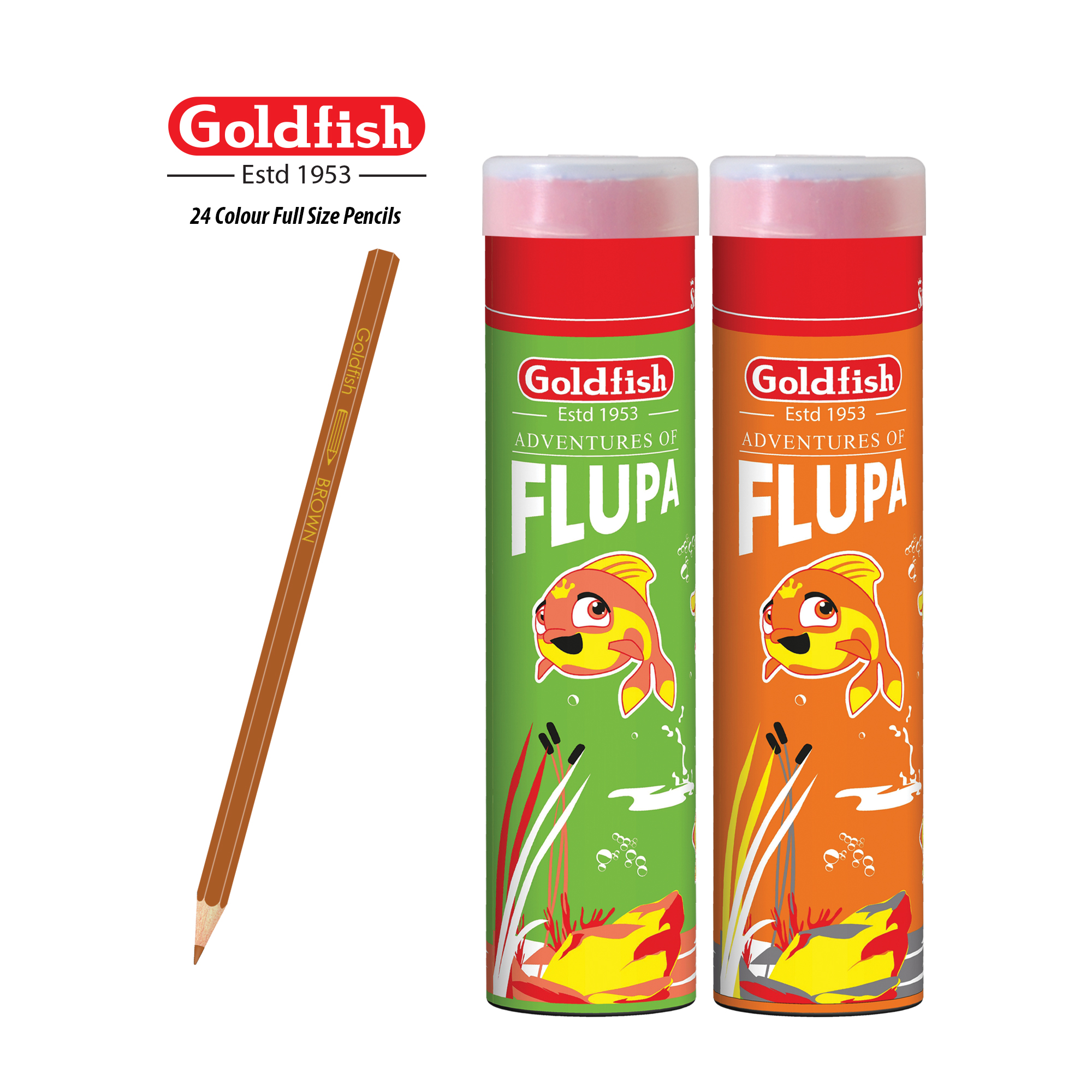 Goldfish Flupa 24 Colour Full Size Aluminium Can Pencils (01 Can ...