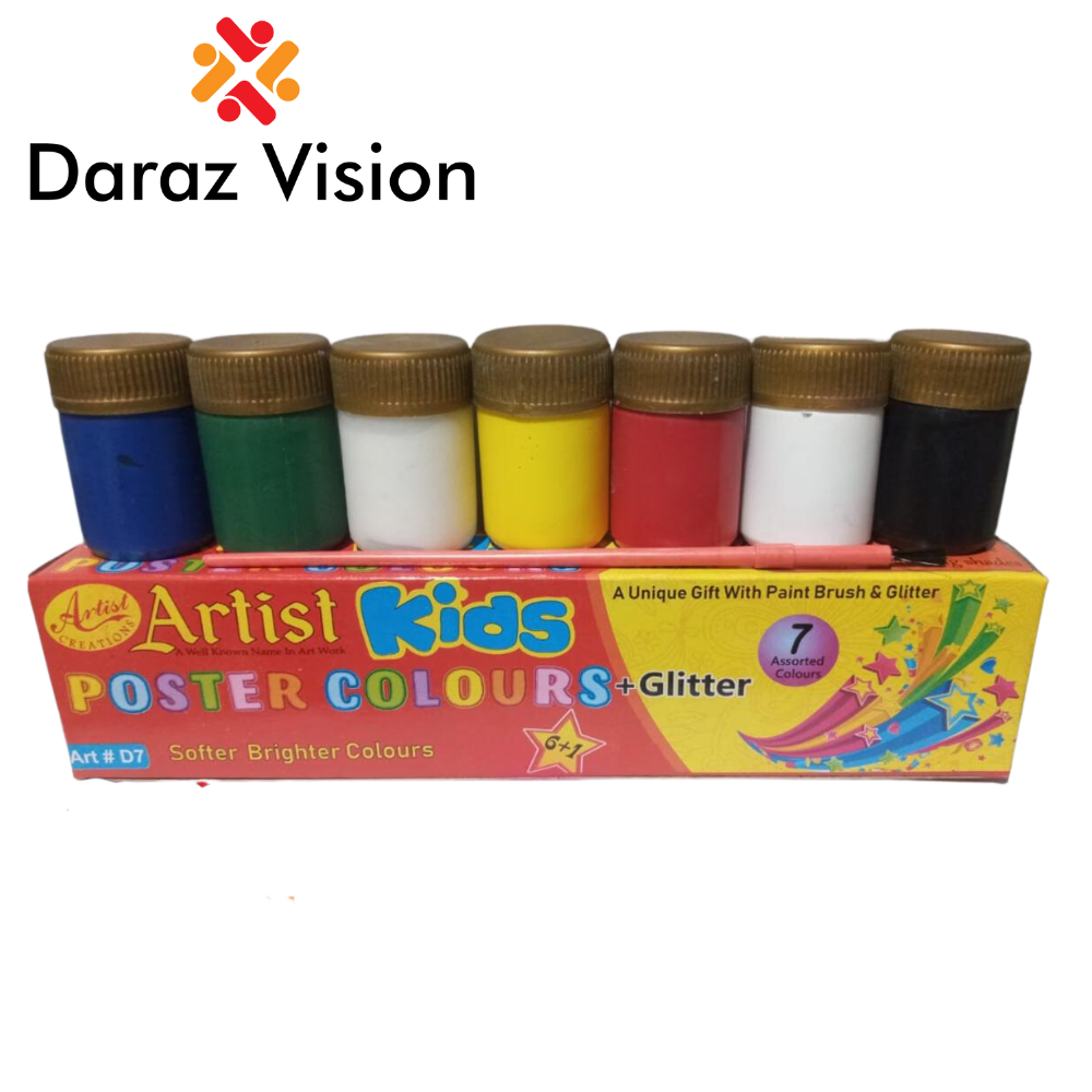 1 box of 7 Poster Color Colours - 7 different shades bottles 20cc ...