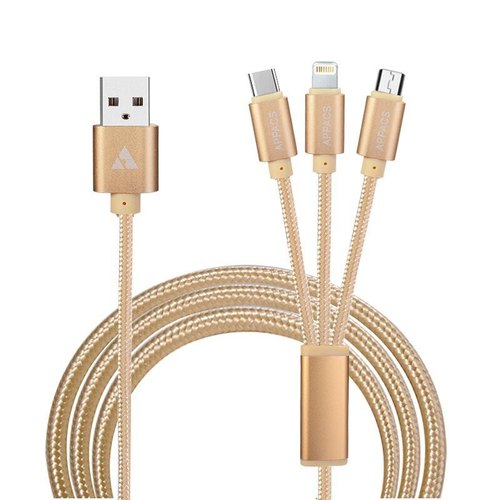 MY 3 IN 1 CABLE GOLDEN USB CABLE PHONE + MICRO USB + TYPE C FOR ANDROID ...