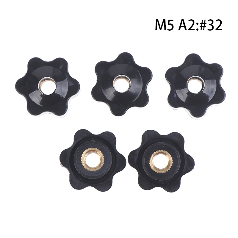 5pcs M4/5/6/8/10 Plum Hand Tighten Nuts Handle Thread Mechanical Black ...