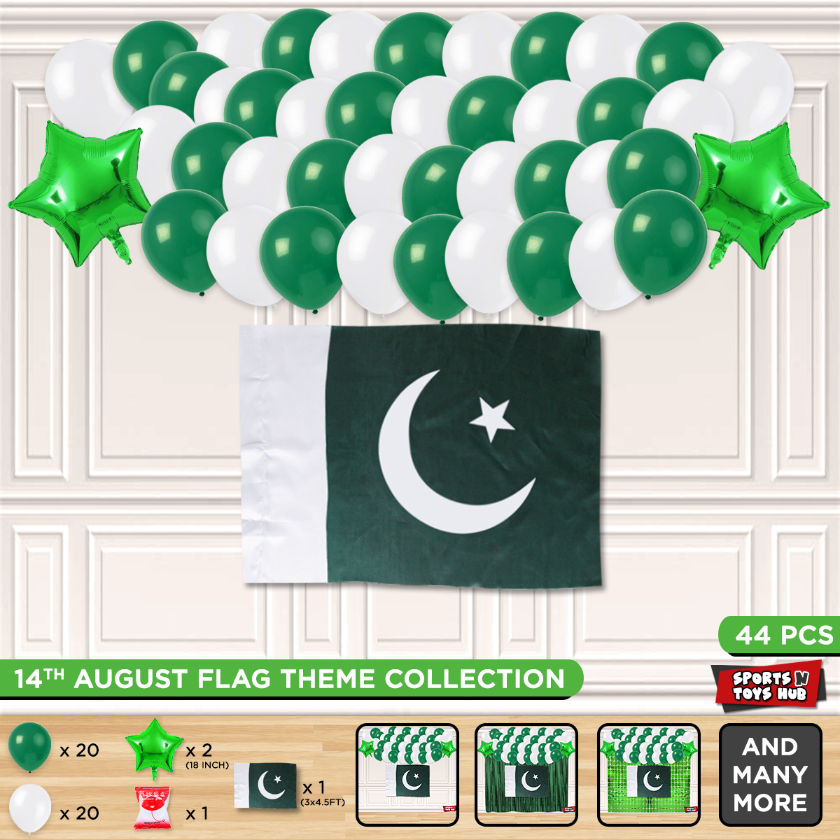 Pakistan 14th August Independence Day Theme Flag Set For Decorate Your ...