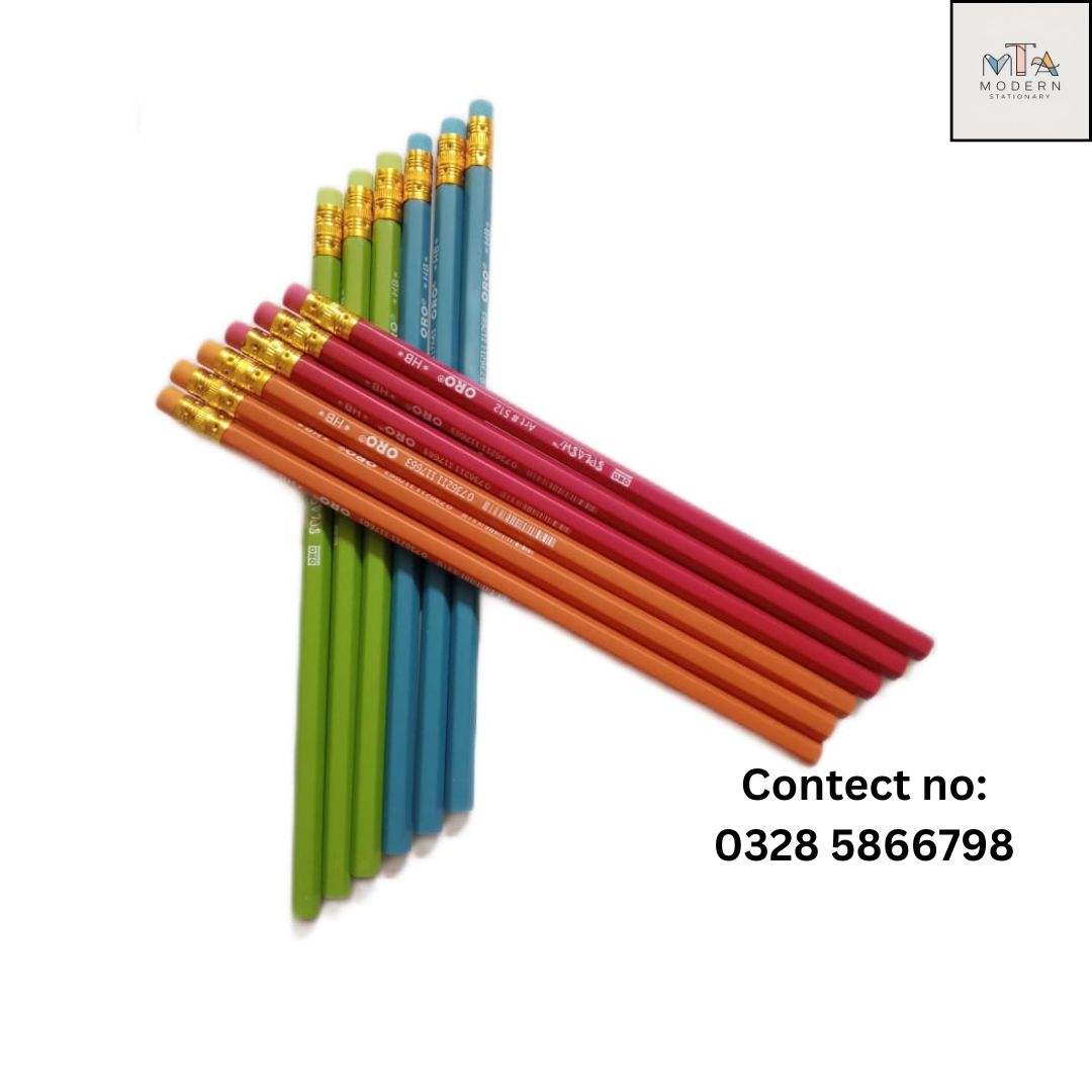 Multi Color Pencil with Matching Eraser - ORO SPLASH Pencil with Eraser ...
