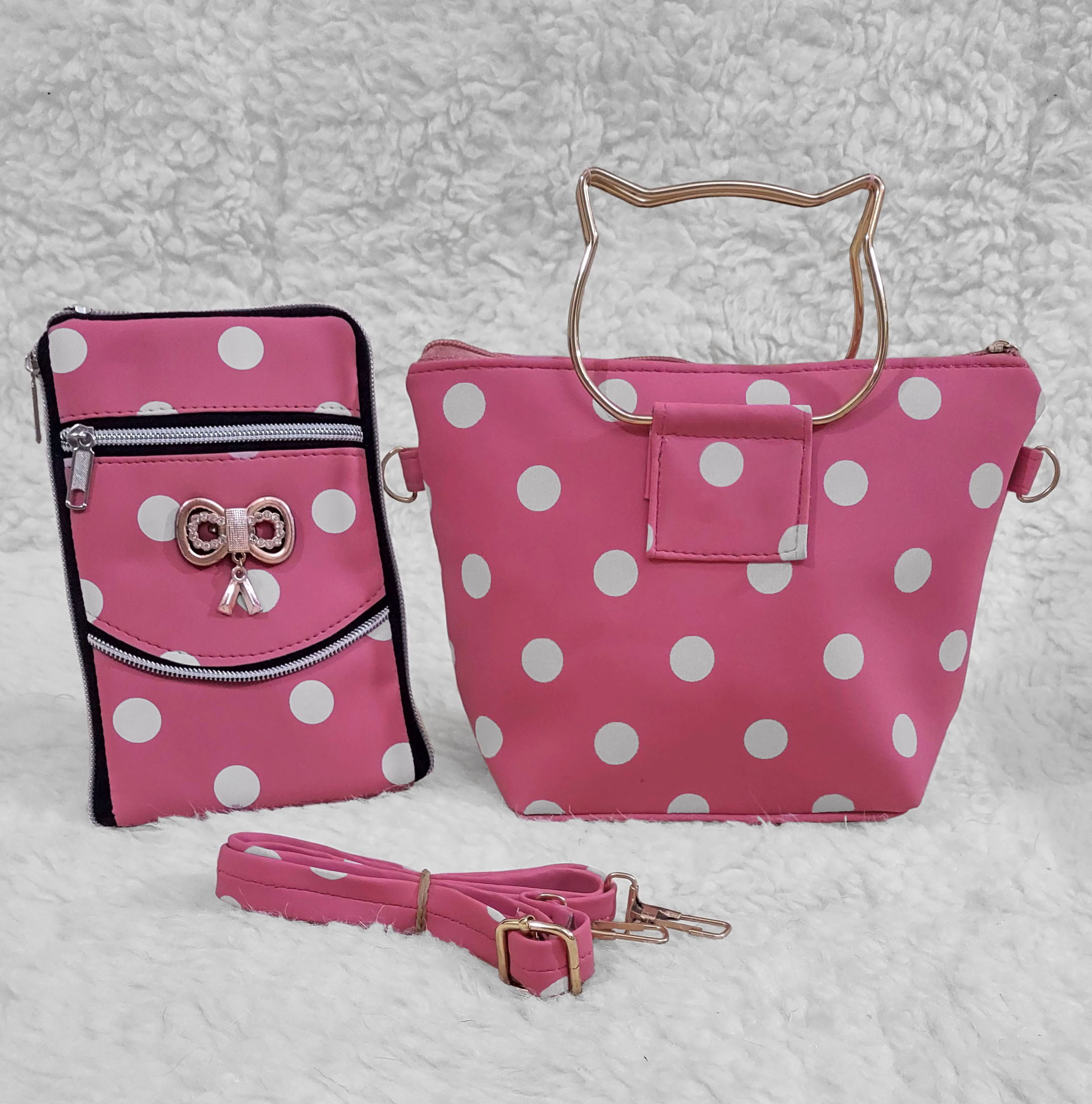 Hand bags for girls 2 Pcs set with Stylish Handle And Long strap | Daraz.pk