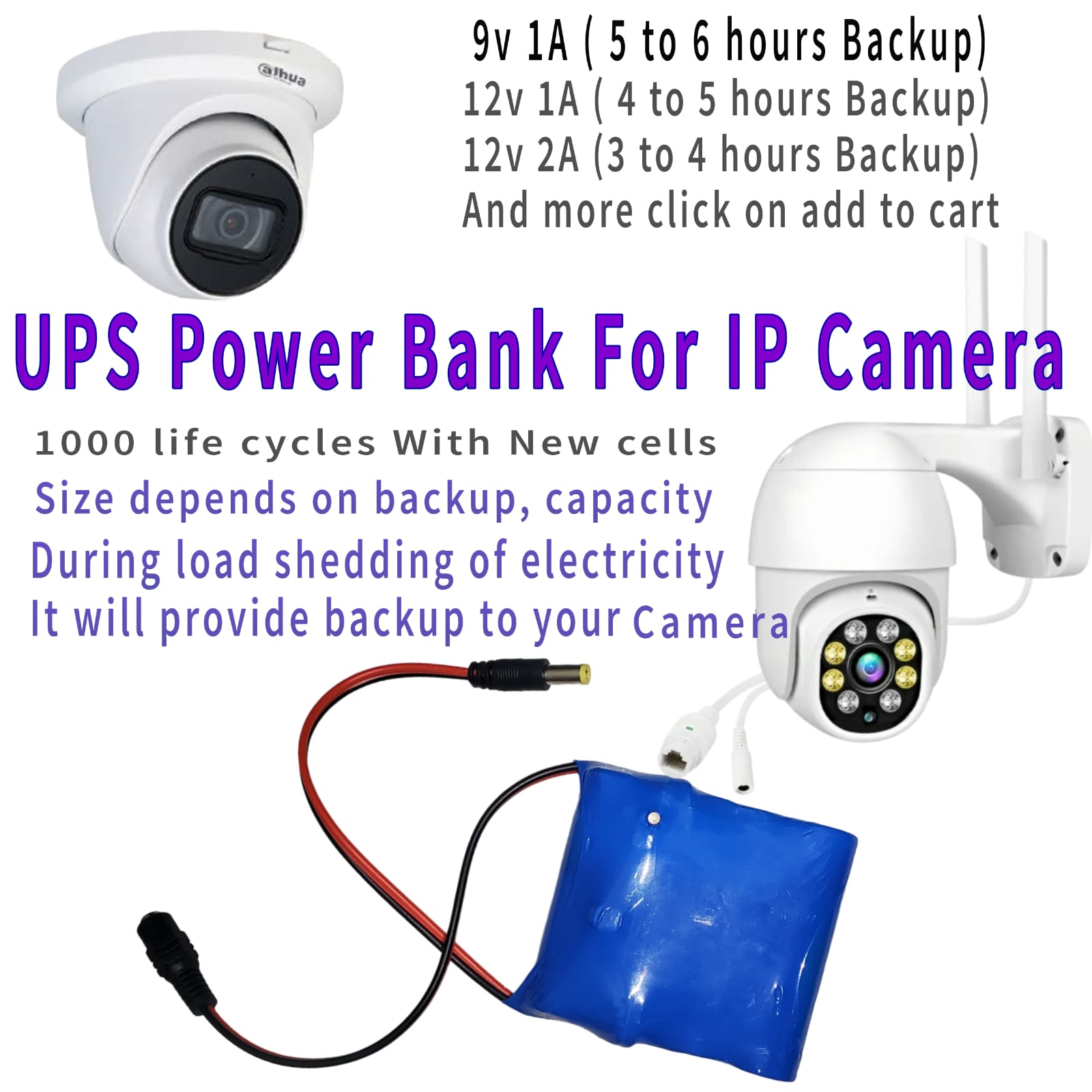 IP Cctv camera UPS power bank 12v 9v 1A or 12v 9v 2A Battery power bank ...