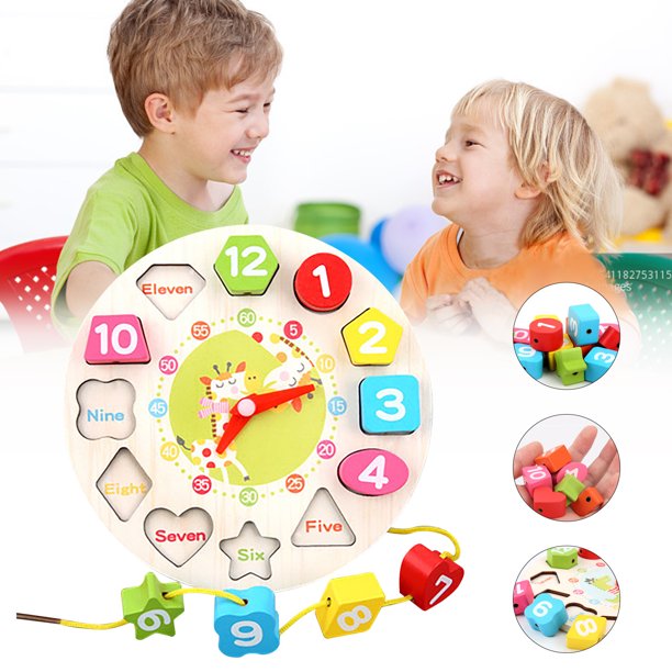 Seton Clock wooden toy shape sorter early learning | Daraz.pk