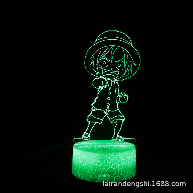 3D night light colorful remote control crack Luffy cartoon touch ...