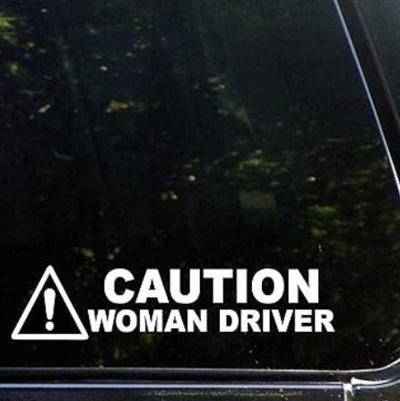 Caution Woman Driver (9" X 2") Die Cut Decal Bumper Sticker For Windows ...