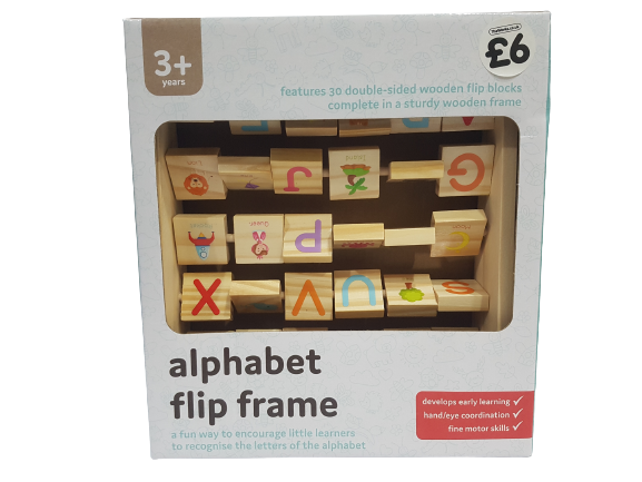Alphabet Flip Frame Double Side Blocks With Shapes (A to Z) Wooden And ...