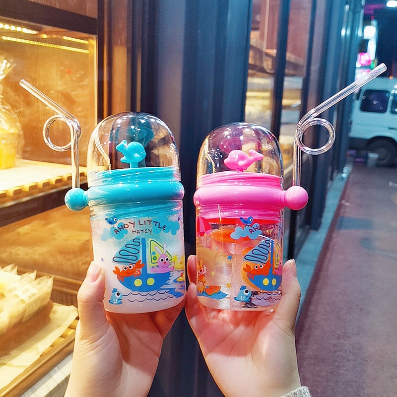 Baby Water Bottle (250ML) Cartoon Whale Children Cup Baby Feeding ...