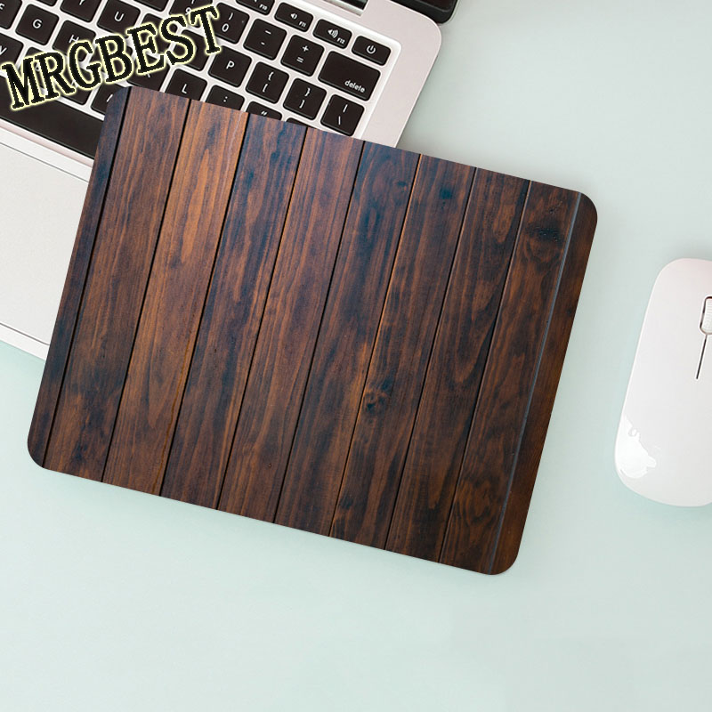 MRGBEST Brown Wood Grain Desk Pad Laptop Gaming Padmouse Rubber For ...