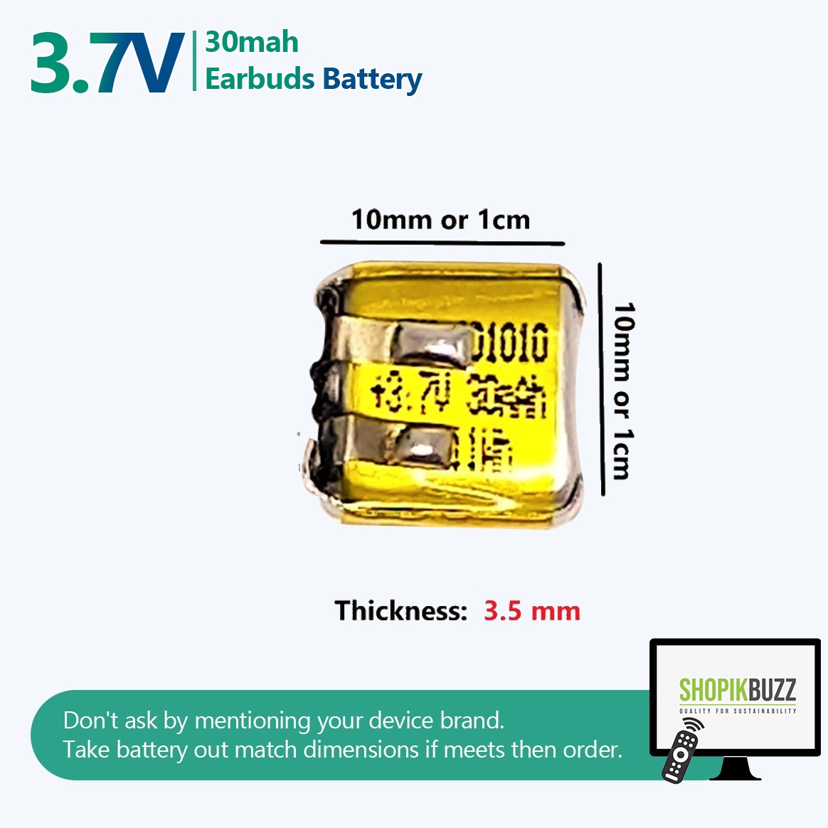30mah 3.7v Replacement Battery for Bluetooth handsfree 341313 401010 ...