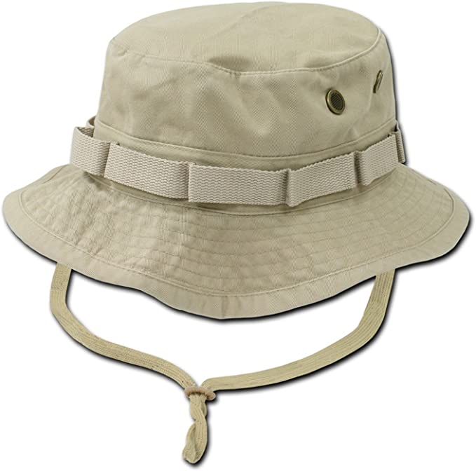 Khaki Tan Military Inspired Combat Style Drawstring Boonie Hat ...