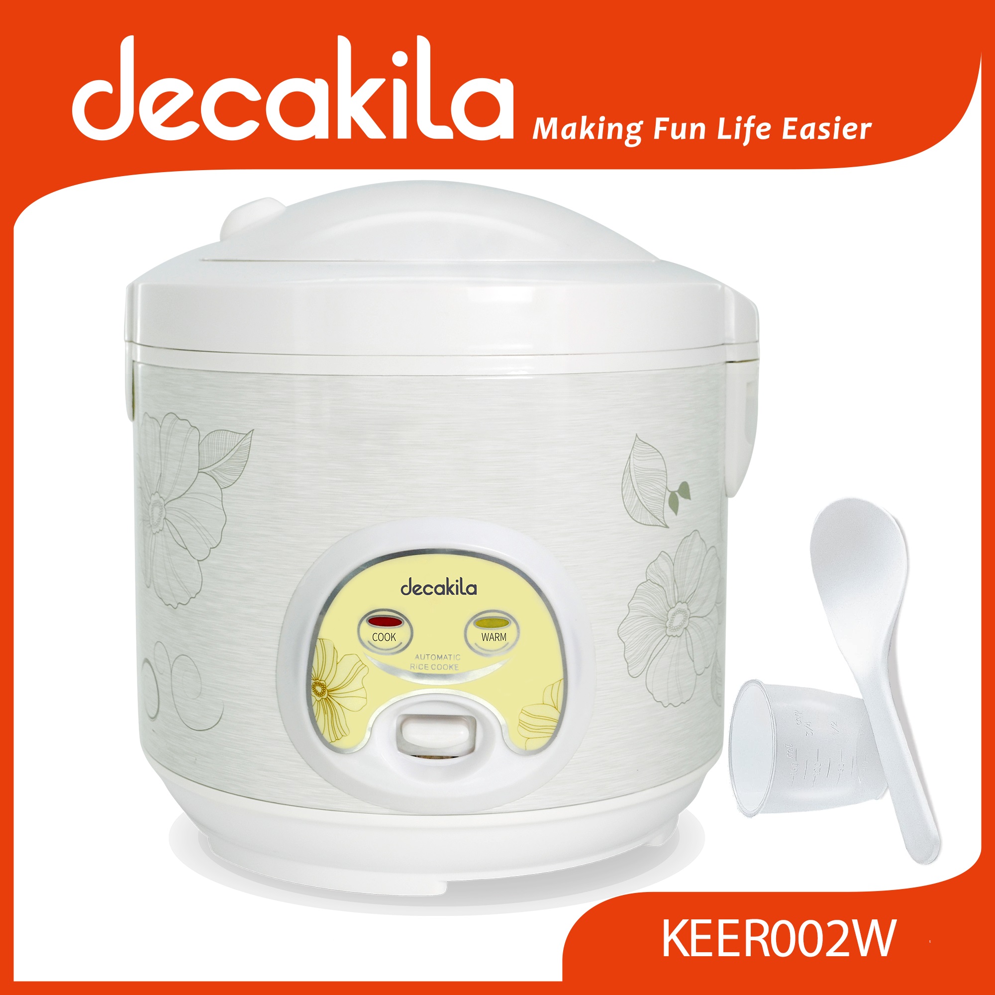 DECAKILA 7-Cup Rice Cooker with Steamer Slow Cooker KEER002W - 1.5L ...