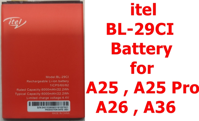 Itel BL-29CI Battery For Itel A26 , A25 , A25 Pro , A36 with 3020mAh Capacity-Red | Daraz.pk