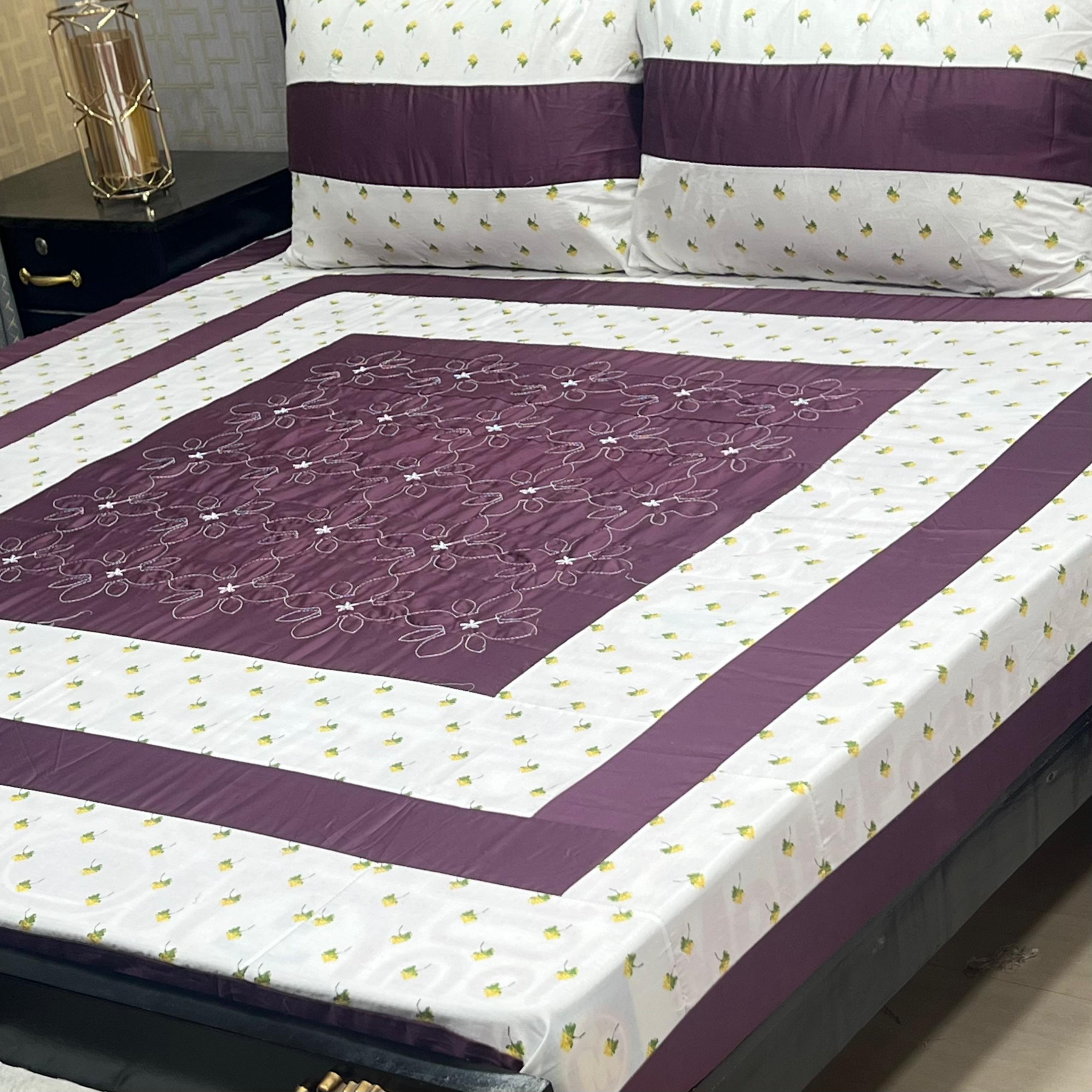 Embriodered Bedsheet Set King Size Patchwork Embriodered Bedsheet Double Bed Export Quality ...