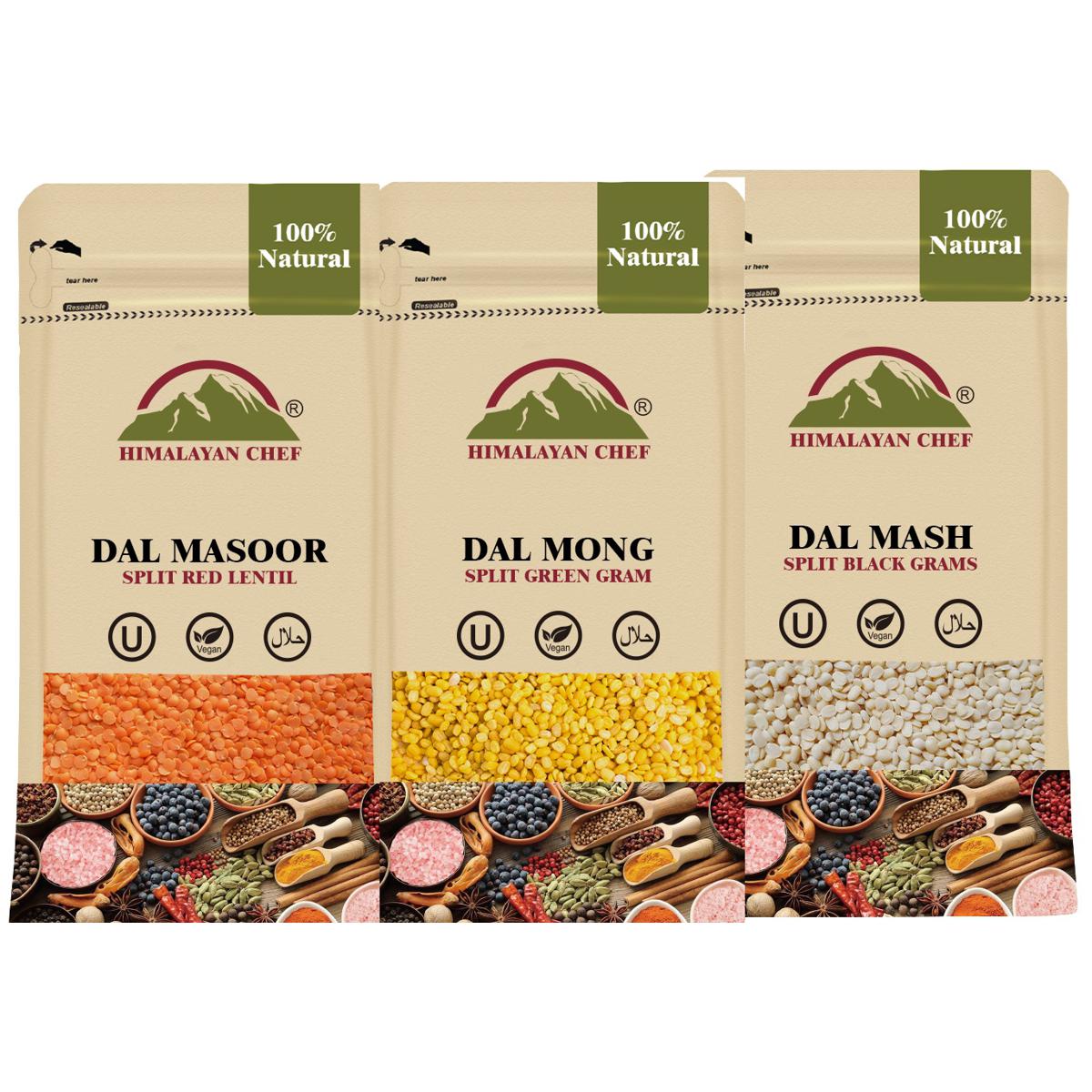 (Pack of 3) Himalayan Chef Daal Masoor Washed | Daal Mong Washed, Daal ...