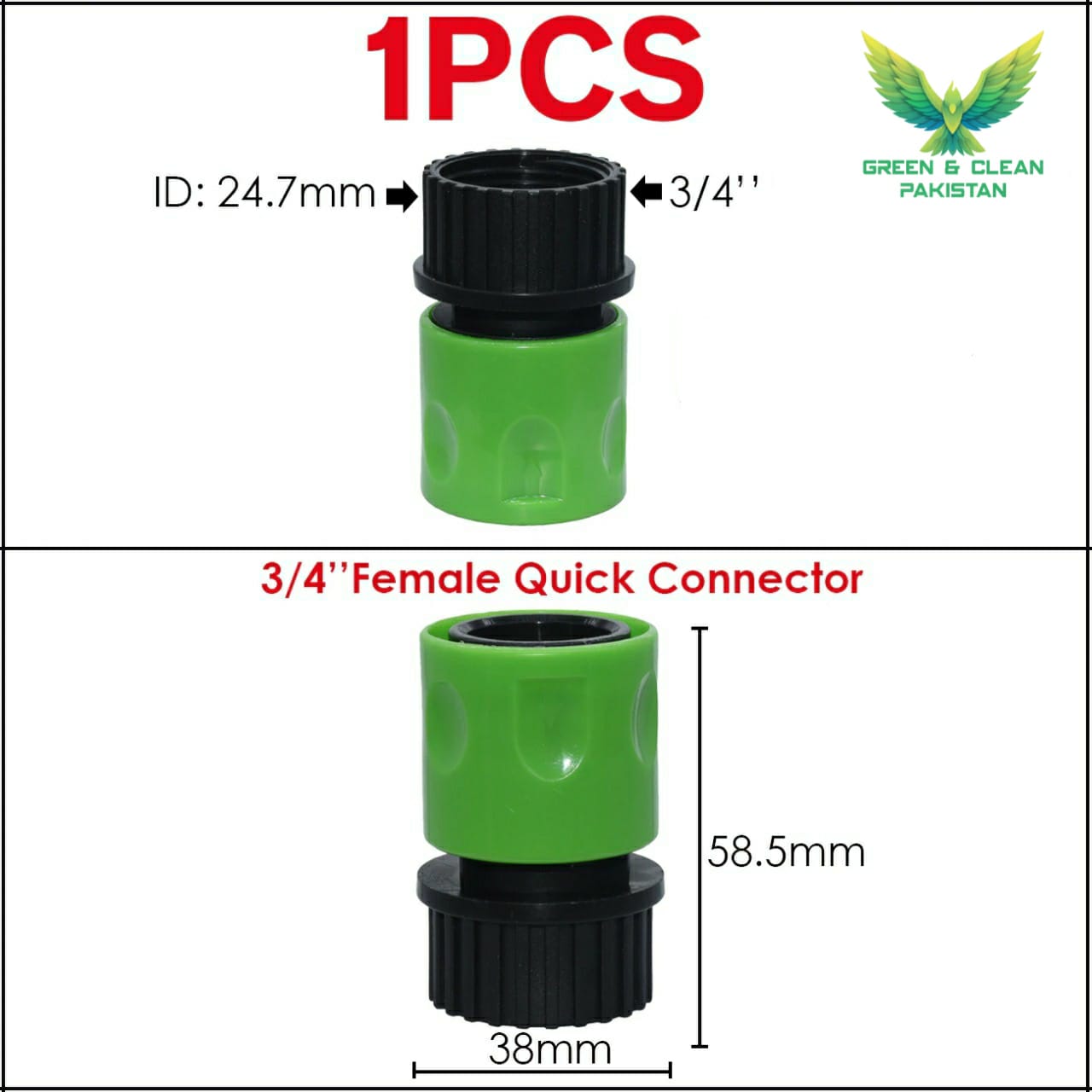 3/4 inch Universal Hose Connector Green- Easy Connector Quick Connector ...