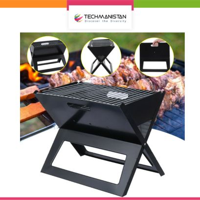 Techmanistan Portable Suitcase Style Folding Charcoaal BBQ Indoor ...