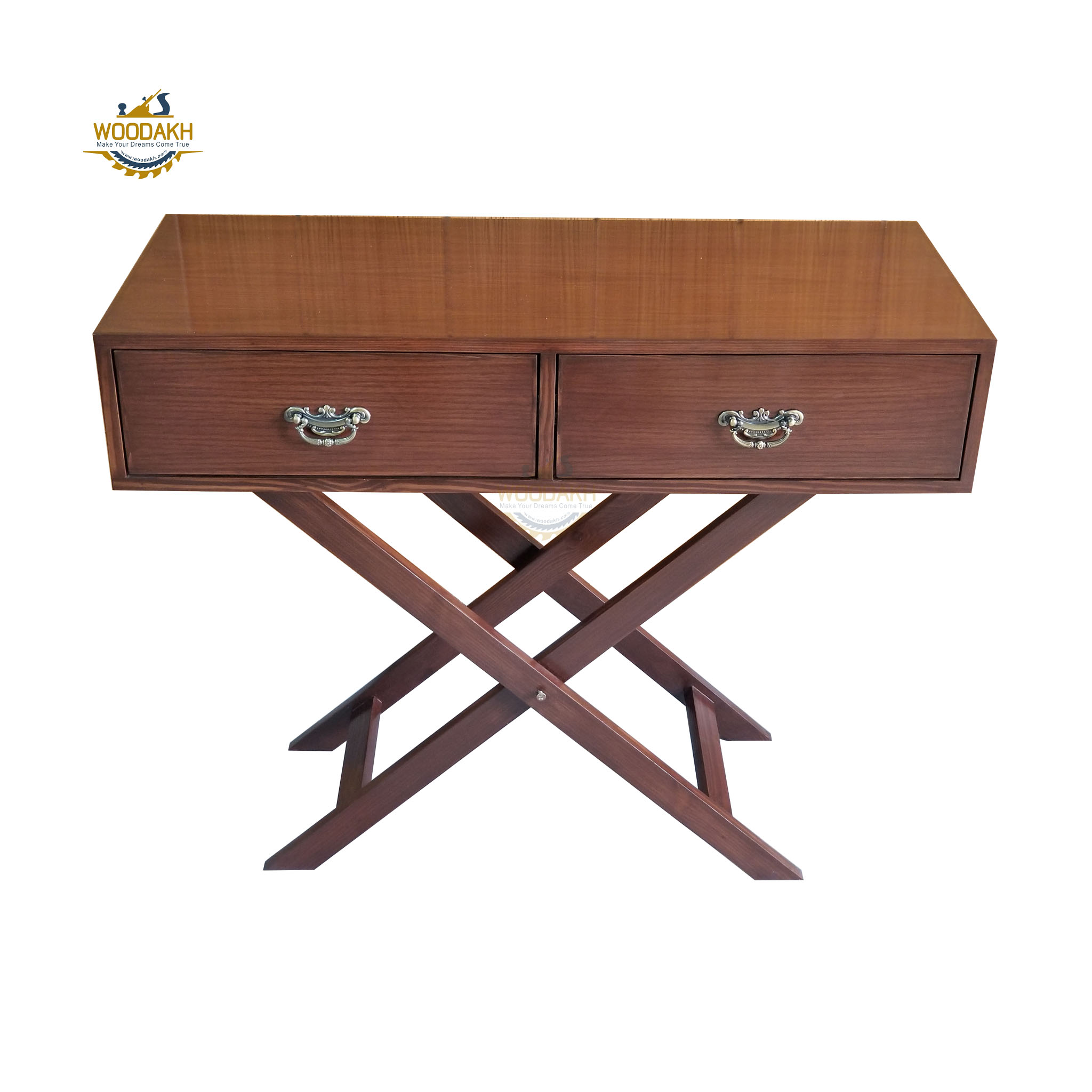 WOODAKH Console Table with 2 Drawers Table | Modern X Design Writing ...