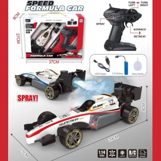 Drift Spray F1 Formula Remote Control Racing Car Rechargeable Color ...