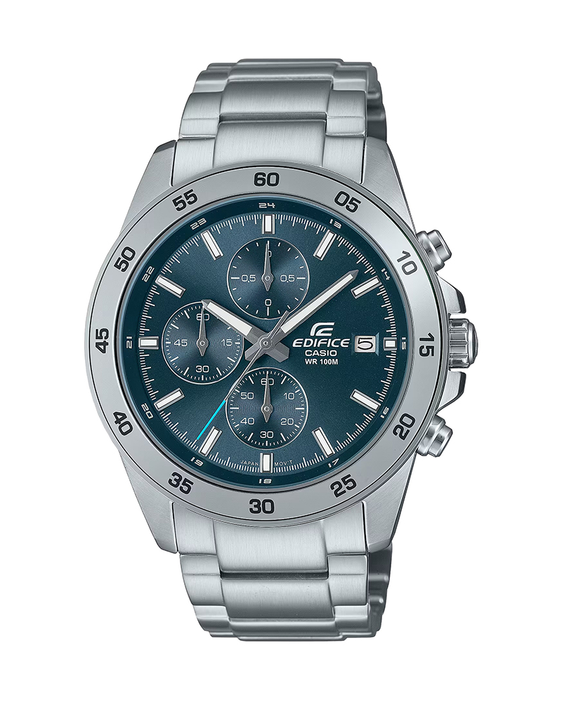 Casio Edifice Mens Silver Stainless Steel Case Round Analog Chronograph ...