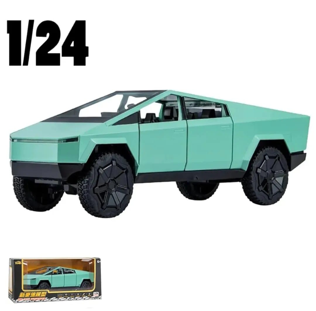 Diecast Tesla Cyber Pick Up Truck Model Toy with Quartz Metal Mini Bike ...