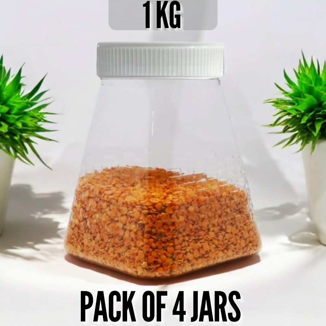 Pack of 4 Jars for Kitchen - 1 KG STORAGE JAR SET PYRAMID SHAPE LARGE ...