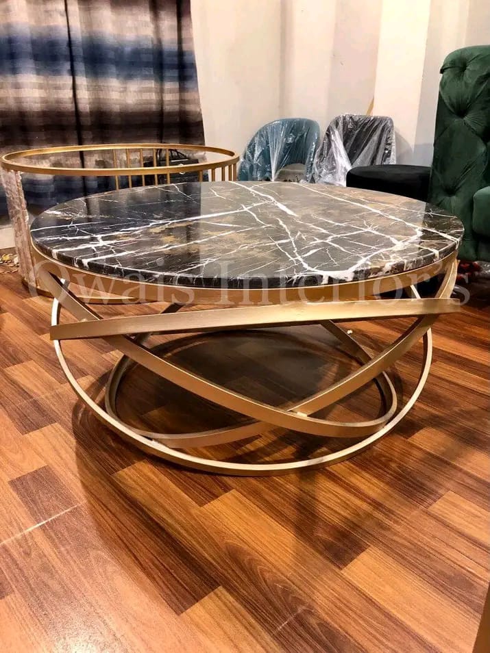 Customize Centre Table| Metal frame UV Sheet| Marble texture |Top Gold ...