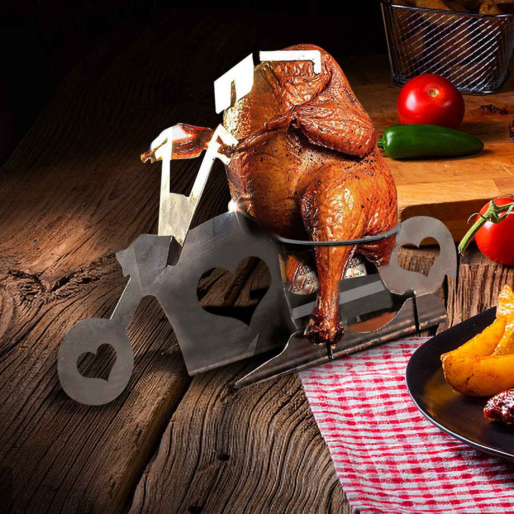 Portable Grill Chicken Rack Beer Can Chicken Stand Outdoor BBQ Party ...