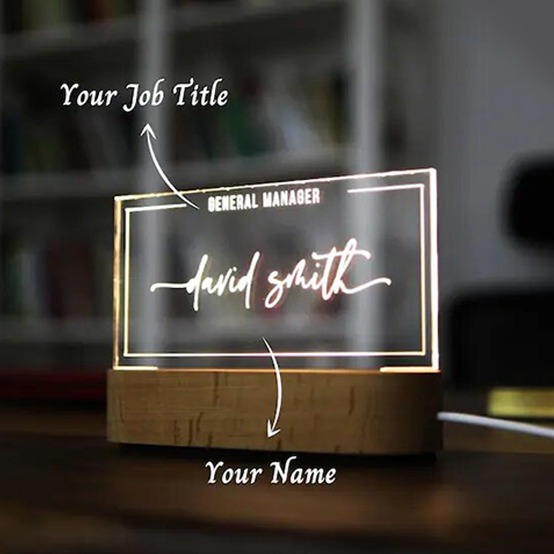 Night Light Led Name Plate, Acrylic LED Desk Name Plate, Desk Plate ...